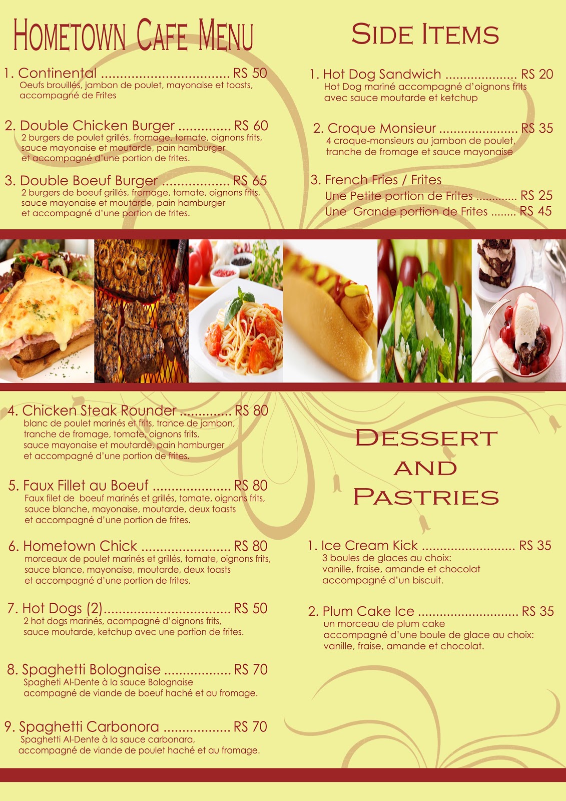 HOMETOWN CAFE: Hometown Cafe Menu