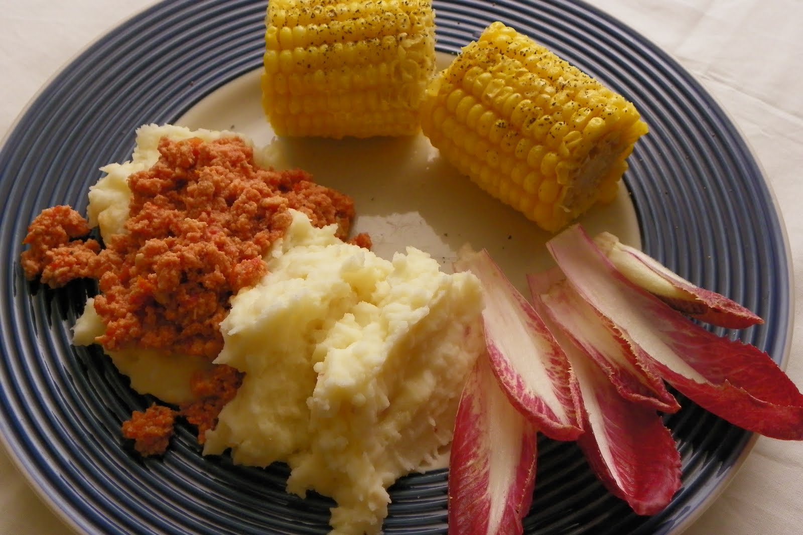 Having Fun in the Kitchen!: Turkey, Mashed Potatoes, Endive & Corn on ...