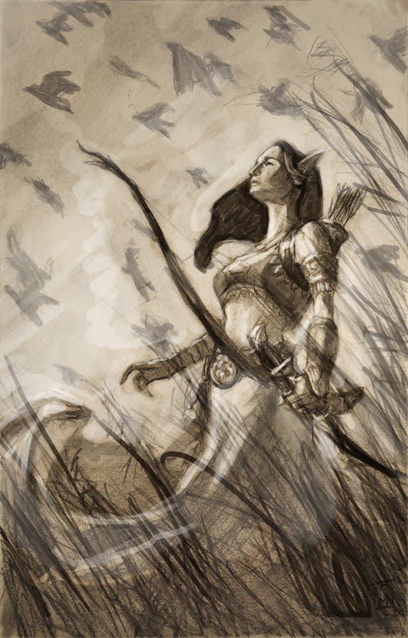 Running with Paintbrushes: Elf Hunter Drawing