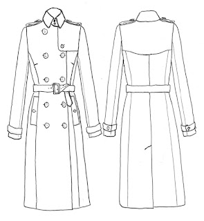 drafted trench pattern | Trench coat pattern, Fashion design patterns ...