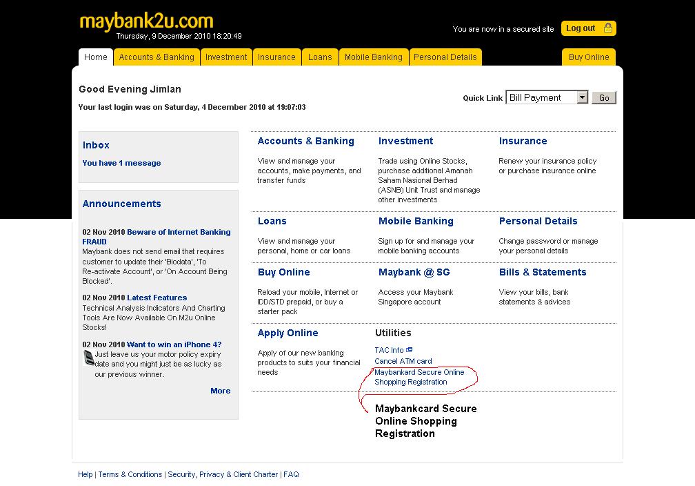 Bayar Online: Maybank2u.com link Paypal