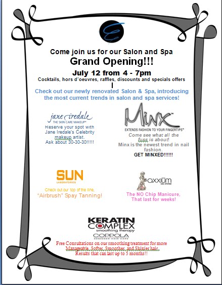 Electra Health Club and Spa: Salon & Spa Grand Opening!!!