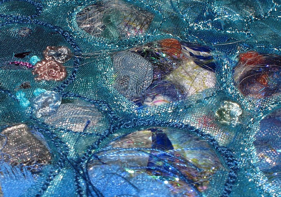 CAROLYN SAXBY MIXED MEDIA TEXTILE ART: Distressed planet Earth in textiles