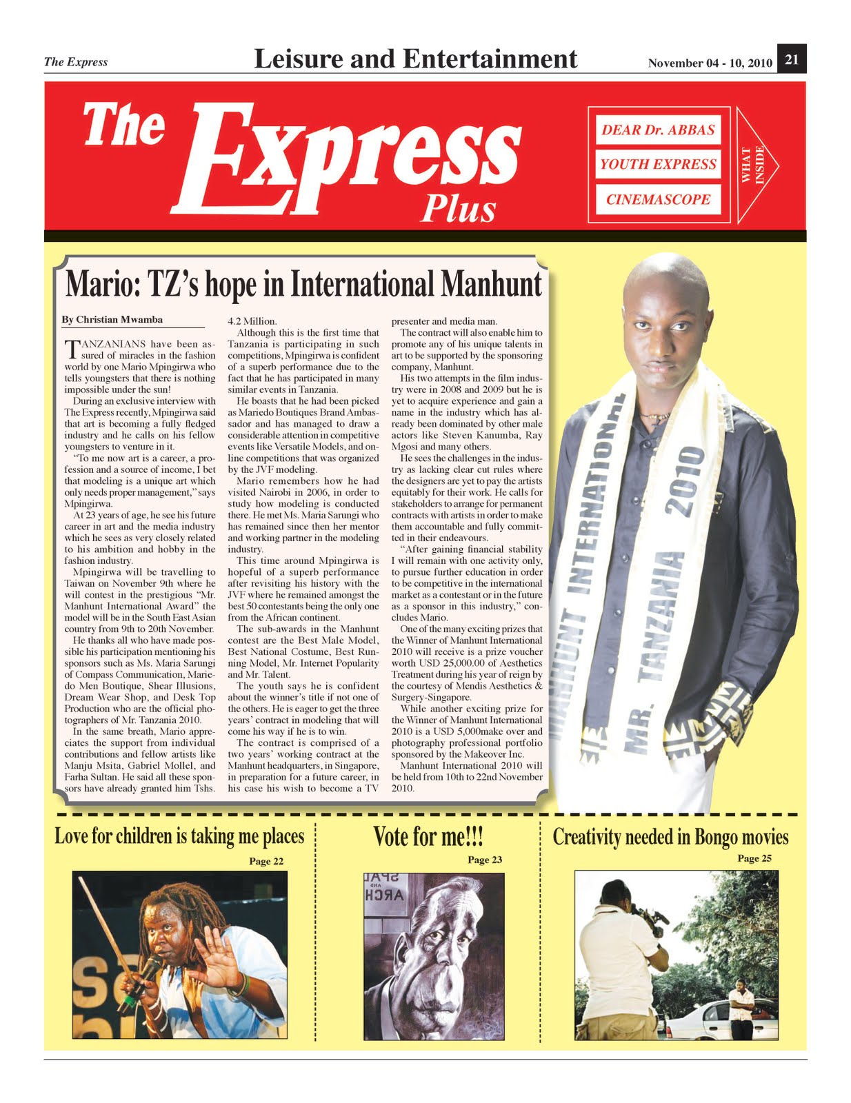 Mhegera's\databank: My student Mario Mr Tanzania-2010