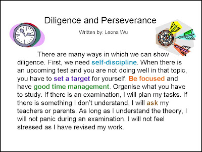 5A's Class Blog: How I Can Show Diligence and Perseverance