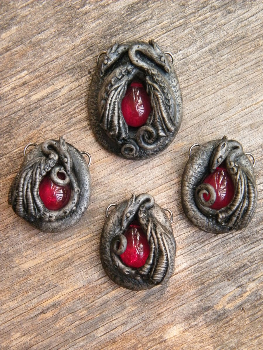 Tree Wings Studio: New Pewter Ruby Dragons...and Some Old Ones Finished