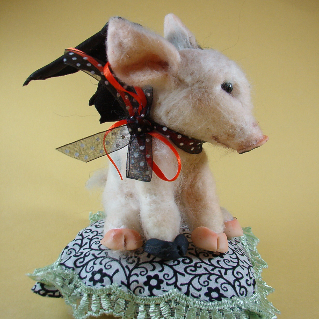 Needle Felted Art by Robin Joy Andreae: Bea, the Bat Pig