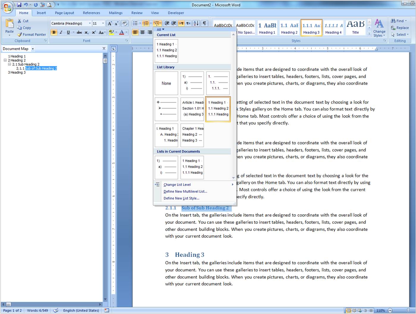 Ms Office Helping You and Me: Customizing a Multilevel List