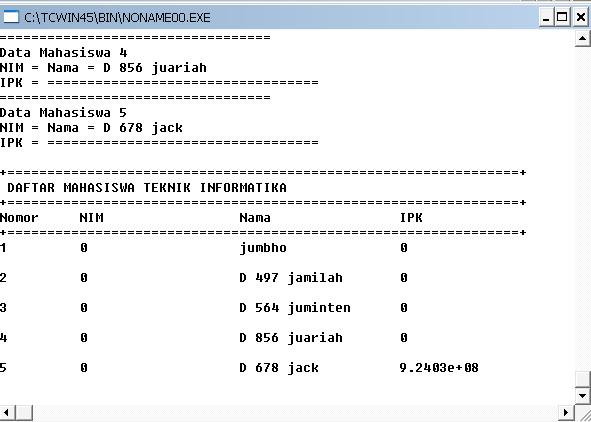 Contoh Database, C++, visual basic, java: Tipe Data Struct