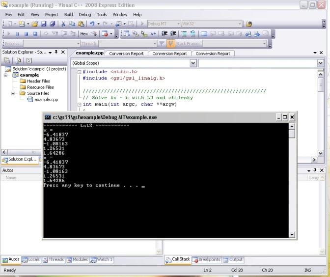 Notes From the Workshop: GSL 1.11 and .NET VC++ 2008