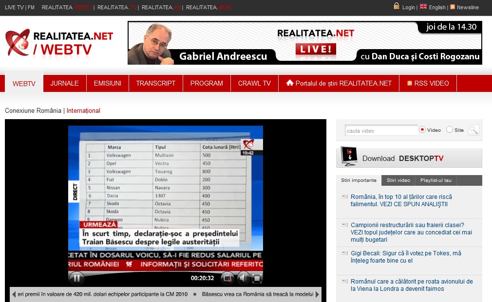 Dan Tanasa in direct la "Realitatea te priveste" despre Touaregul lui ...