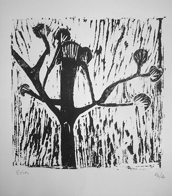 Use Your Coloured Pencils: Lino Printed Trees