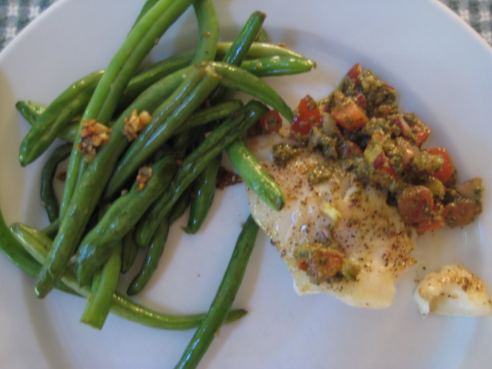 performance cooking: Wild Cod with Pesto, and butter-garlic beans