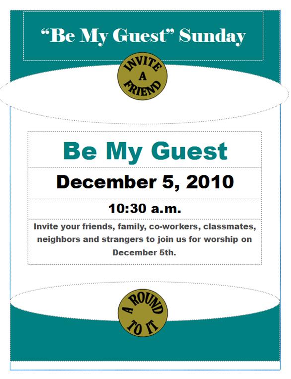 CHAIN LINK: "Be My Guest" Sunday at Chain of Lakes Church