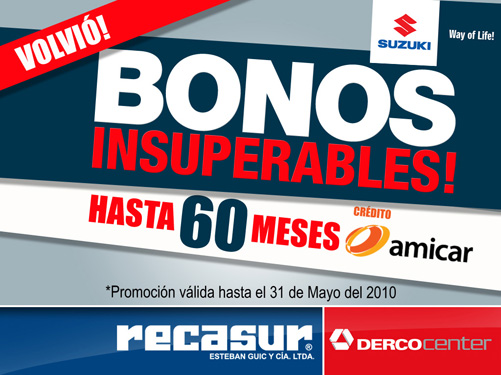 noticias recasur: VOLVIO!! BONOS SUZUKI EN RECASUR DERCOCENTER