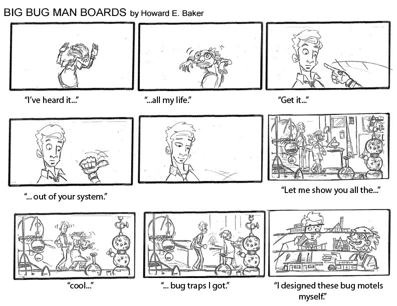 Howard E. Baker: Storyboards for Big Bug Man