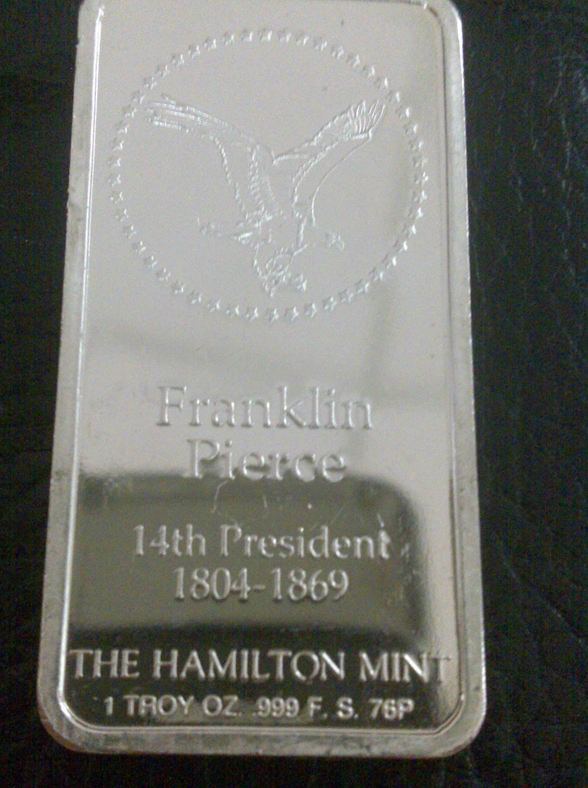 Emasunik2u: 1 oz 999 Hamilton Mint Silver Bar
