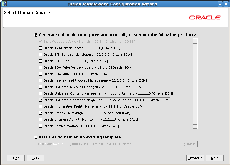 Andrej Baranovskij Blog: How to Install Oracle ECM 11g PS3 - Domain Configuration Hint