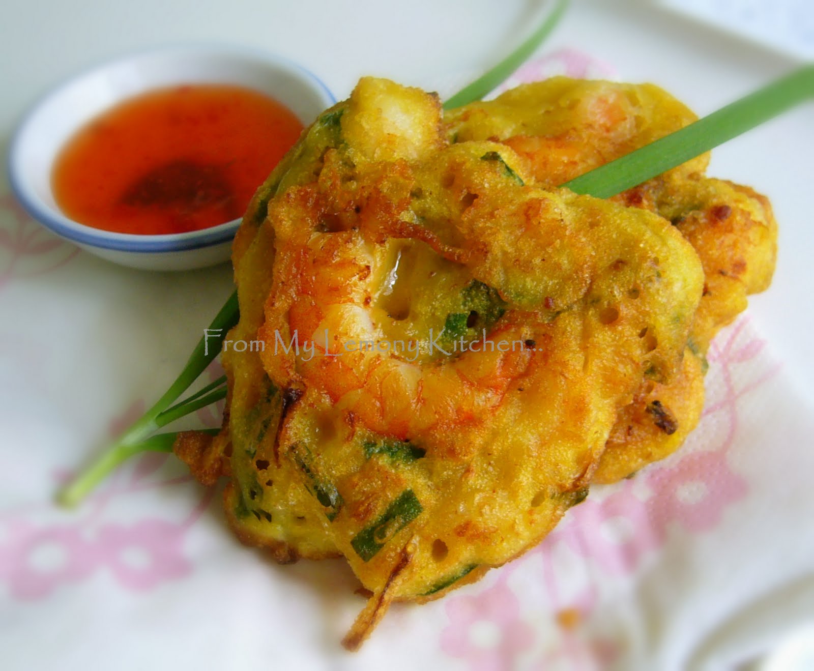 Prawn Fritters or Cucur Udang - Lisa's Lemony Kitchen