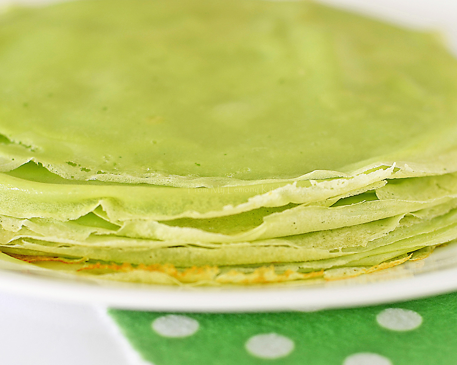 Pandan Crepe with Sweet Coconut filling - Lisa's Lemony Kitchen