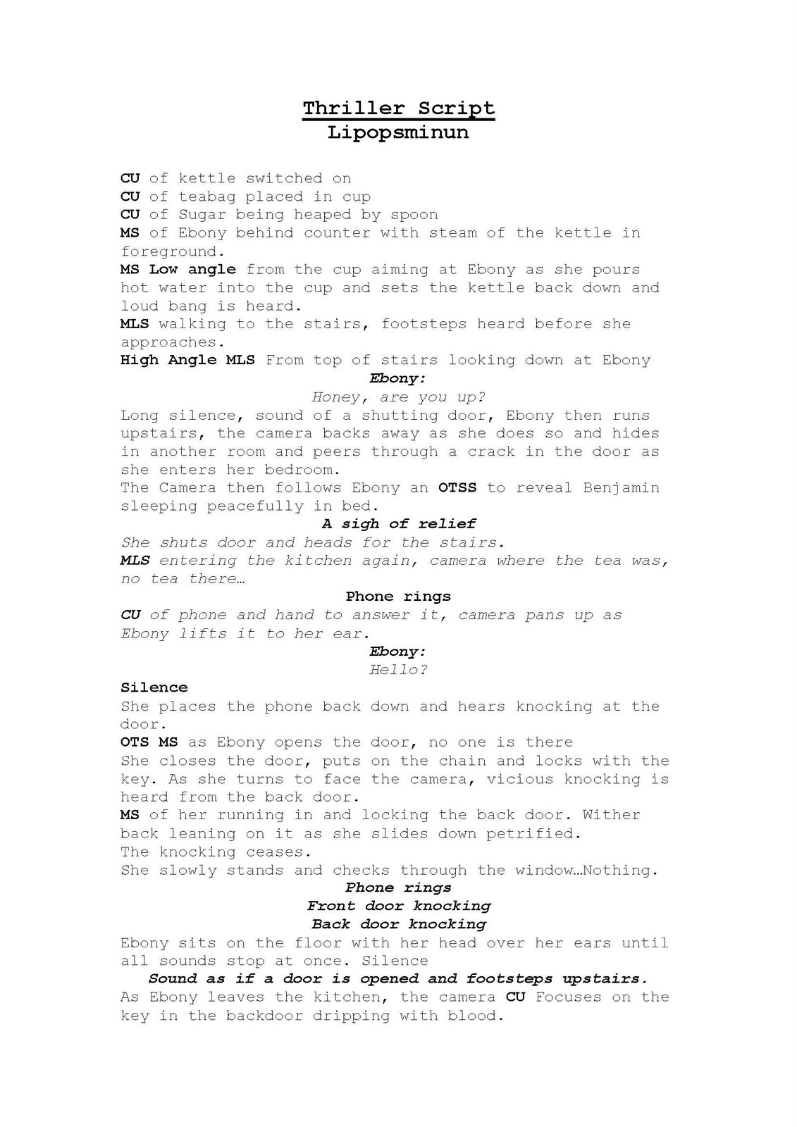 Sir Pope of AS Media: Section 5: Treatment and Script