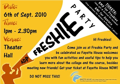Fayette House Subang Jaya: Notice: ADP Freshie Party!!!