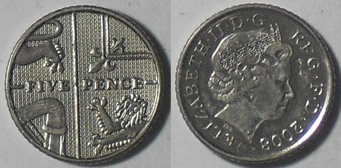 My coin collection: England 5 pence