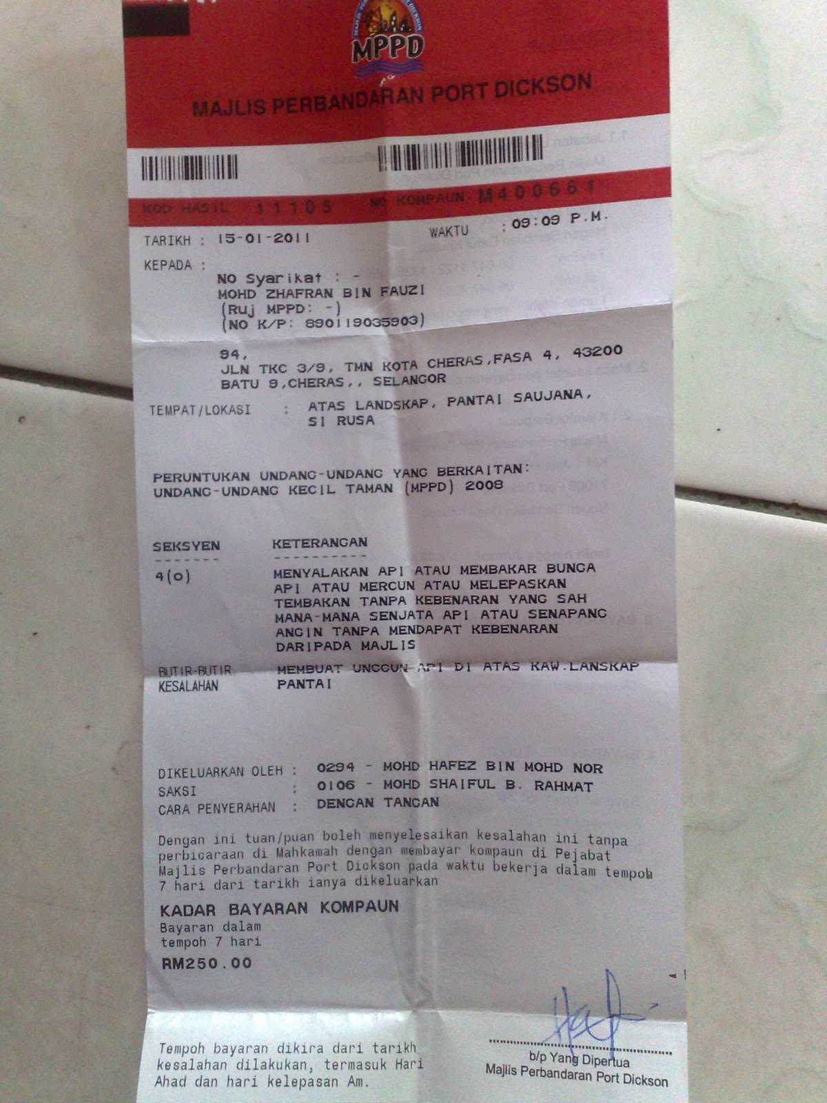 Surat Khas Untuk YDP MPPD