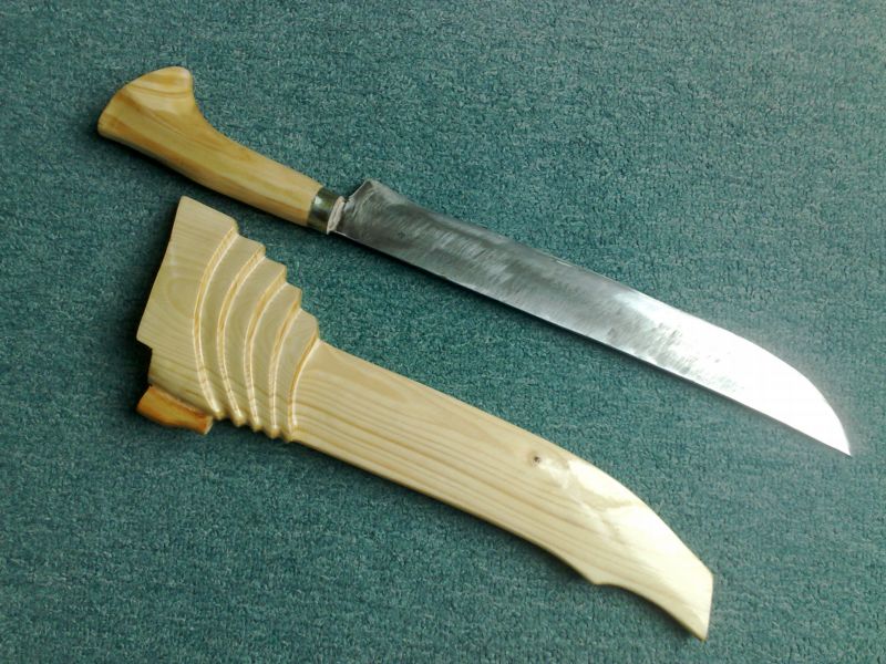 Koleksi Pisau, Parang Dan Golok: Parang Selipar Lipan Kayu Jati Putih