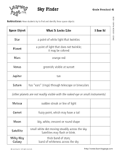 Preschool Is Fun Planning Activities: Sky Finder Search