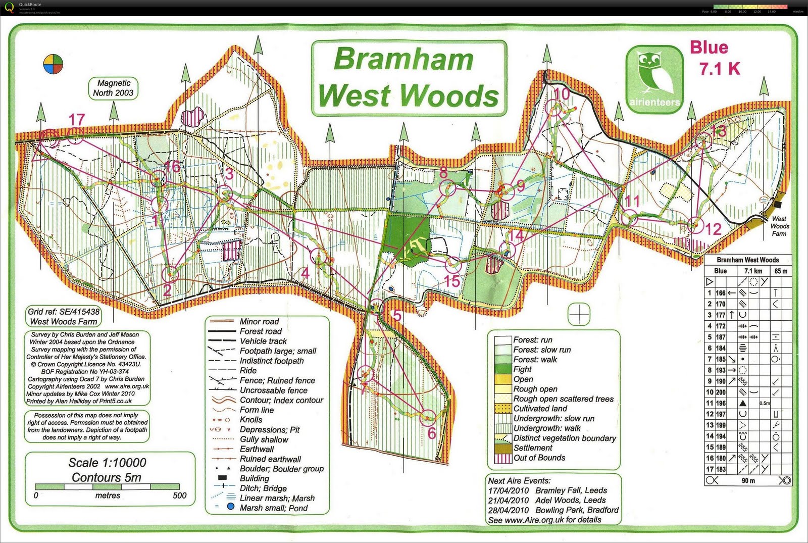 Orientēšanās kartes: Bramham West Woods (Leeds)
