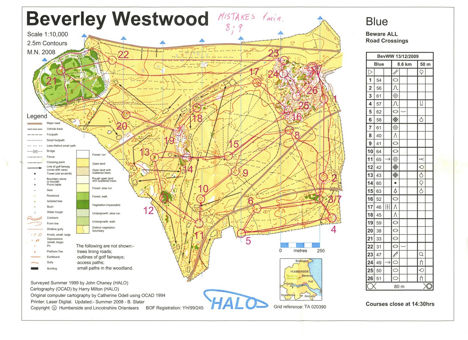Orientēšanās kartes: Beverley Westwood (Hull)