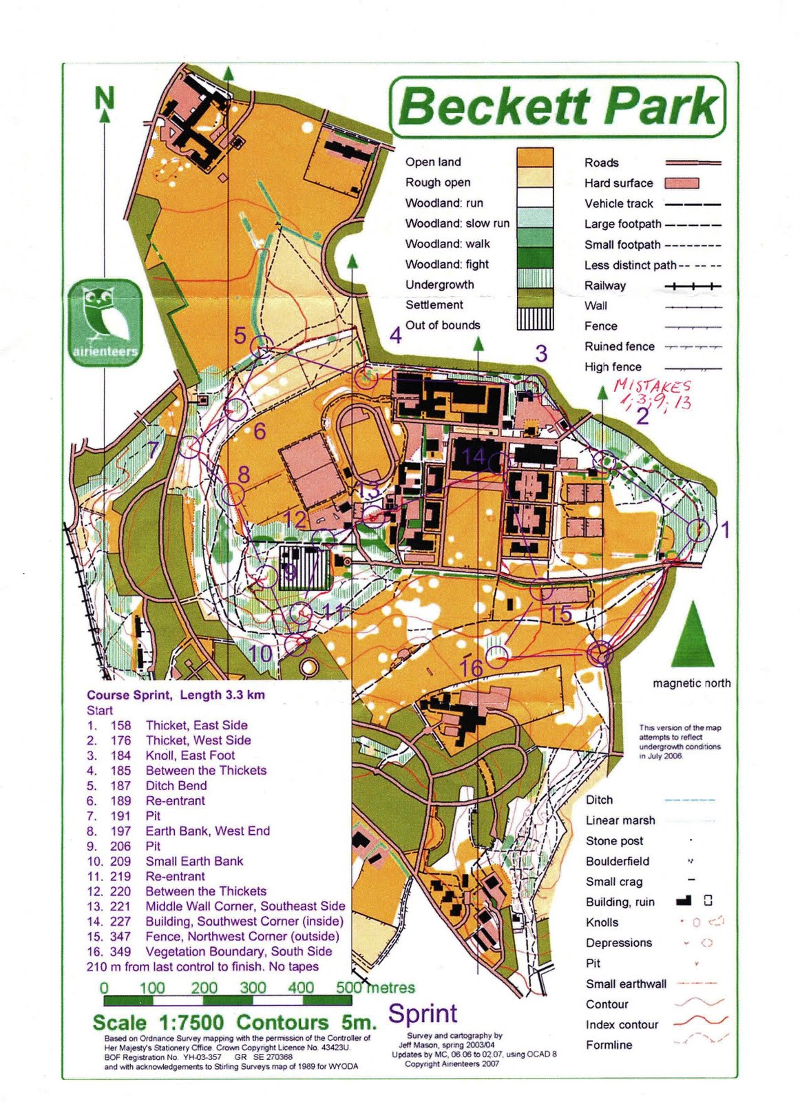 Orientēšanās kartes: Beckett Park (Leeds)