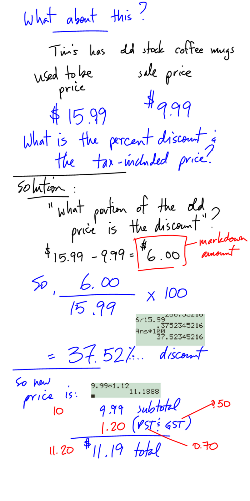 Grade 10 Essentials Math: Mark up Vs. Mark down