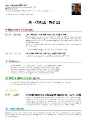 CV VIDEO: CV : JRI - CADREUR - MONTEUR (NEWS - MAGAZINE - DOCUMENTAIRE)