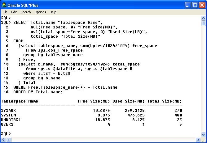 How to Show Used/Free Tablespace Space in Oracle DB