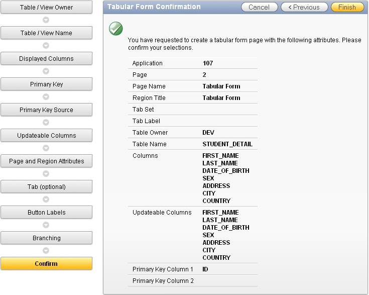 Create Tabular Form in Oracle Apex 4.0