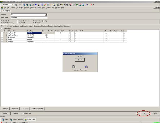 Create Tables In Oracle Database Using Toad