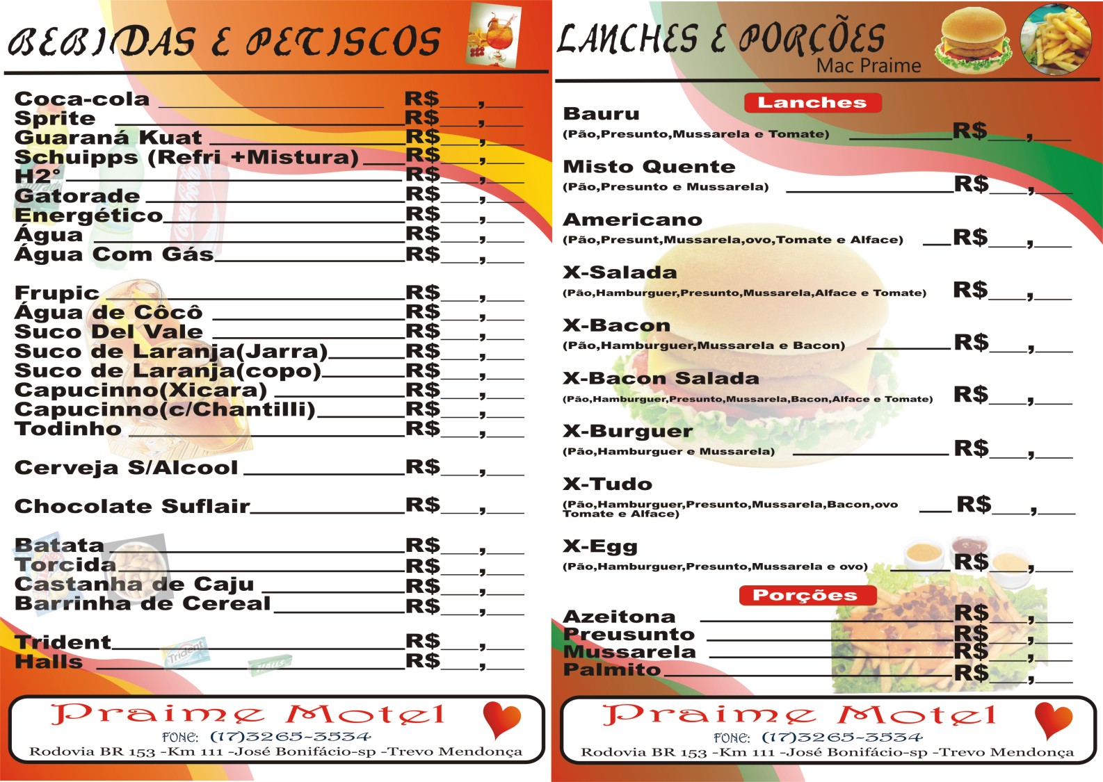 Modelos de cardápios - Imagui