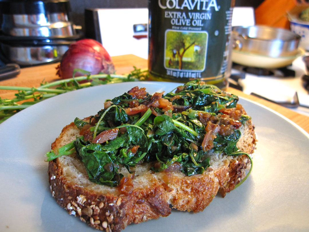 66 Square Feet (The Food): Pigweed crostini