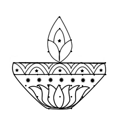 Diya Outline Drawing Sketch Coloring Page