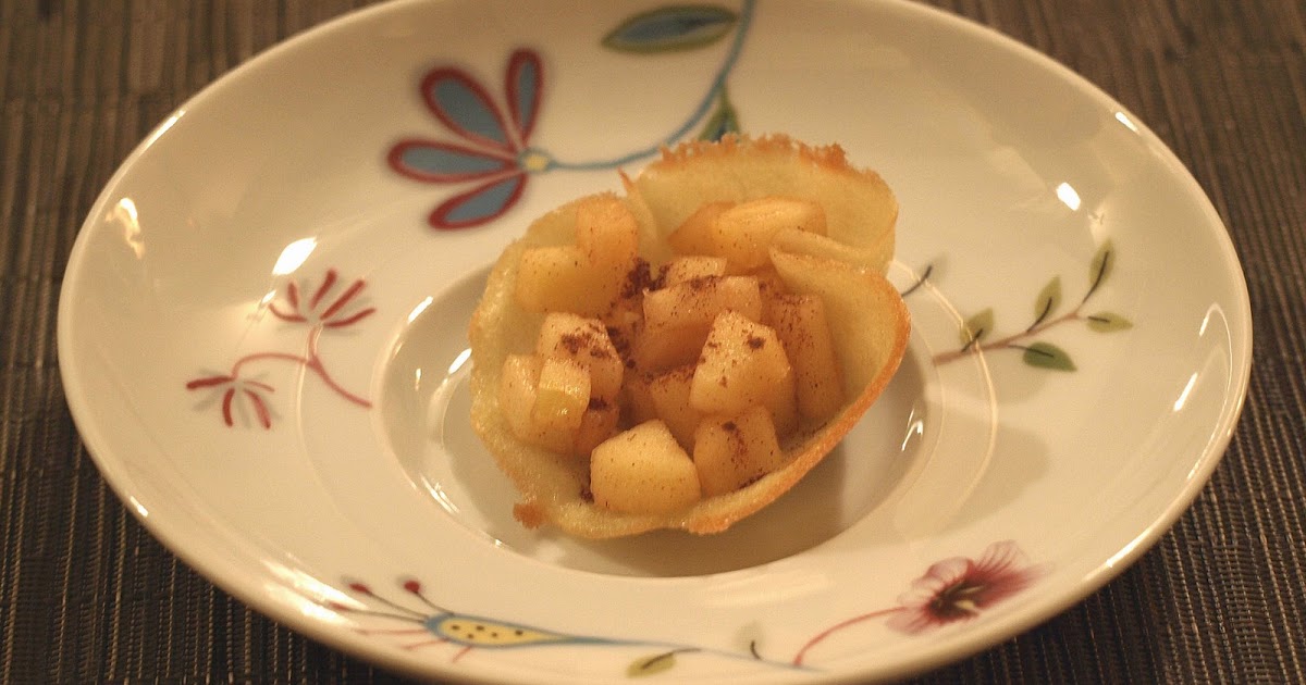 A Consuming Passion: Tuile cups with stewed apples
