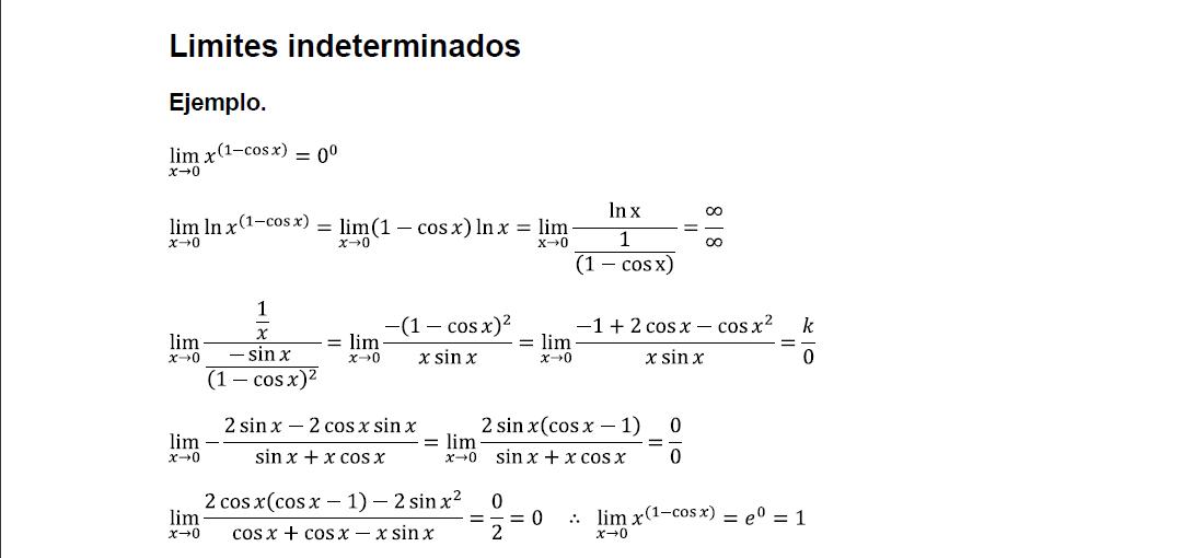 Calculo Aplicado: Limites indeterminados