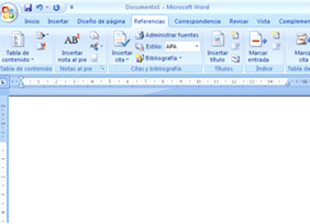 Menu Referencias de Word 2007.