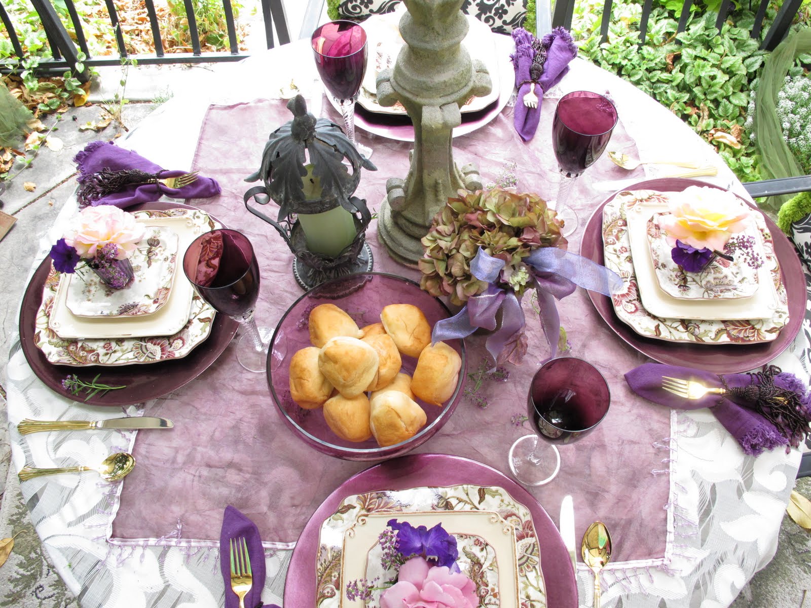 Purple Blossoms Tablescape - Purple Chocolat Home
