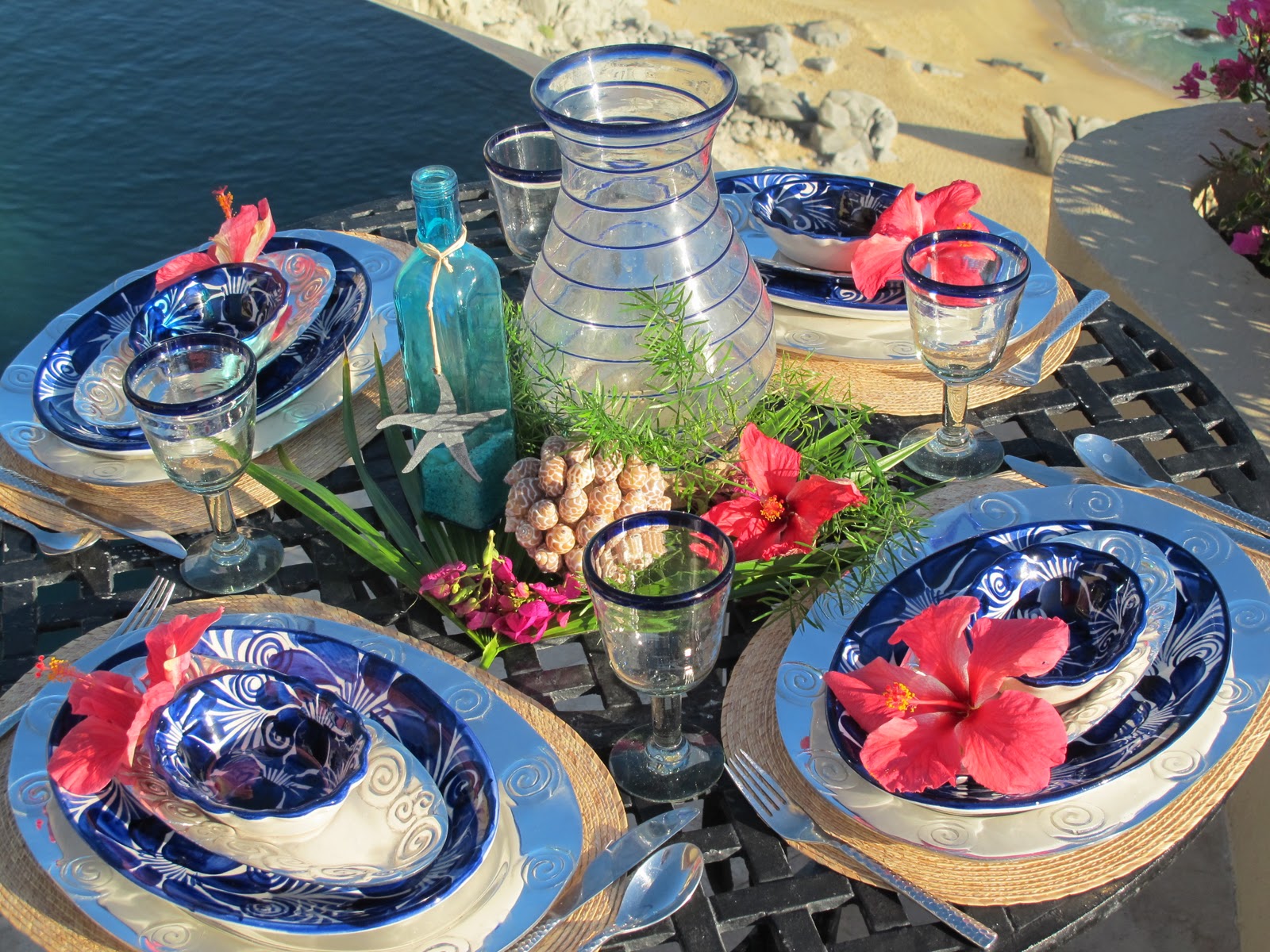 Ocean Blue Tablescape - Purple Chocolat Home
