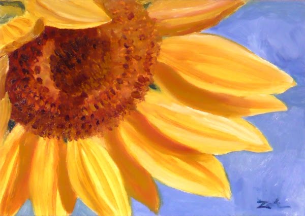 Zeh Original Art Blog Watercolor and Oil Paintings: Sunflower oil painting
