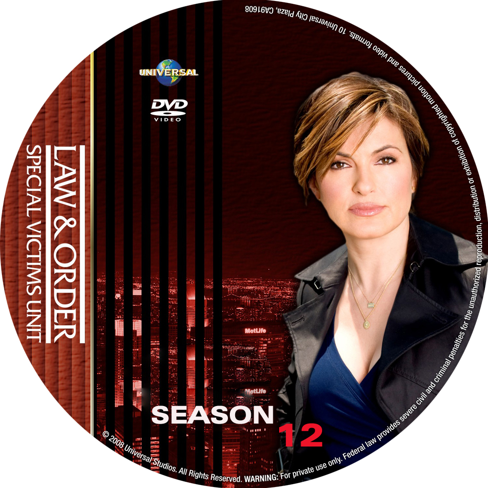 Minhas Capas: Capa DVD - Law & Order SVU Season 12
