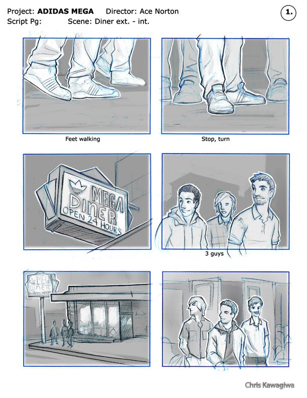 Chris Kawagiwa | storyboards: Adidas Originals MEGA Diner