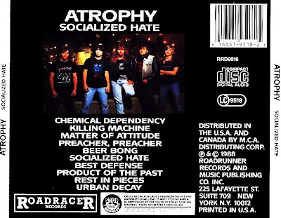 EL MUNDO THRASH EN LOS 80S: ATROPHY -socialized hate 1988